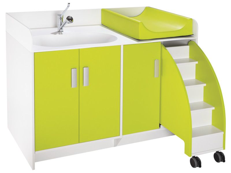 MEUBLES À LANGER KAZÉO AVEC BAIGNOIRE avec escabeau intégré